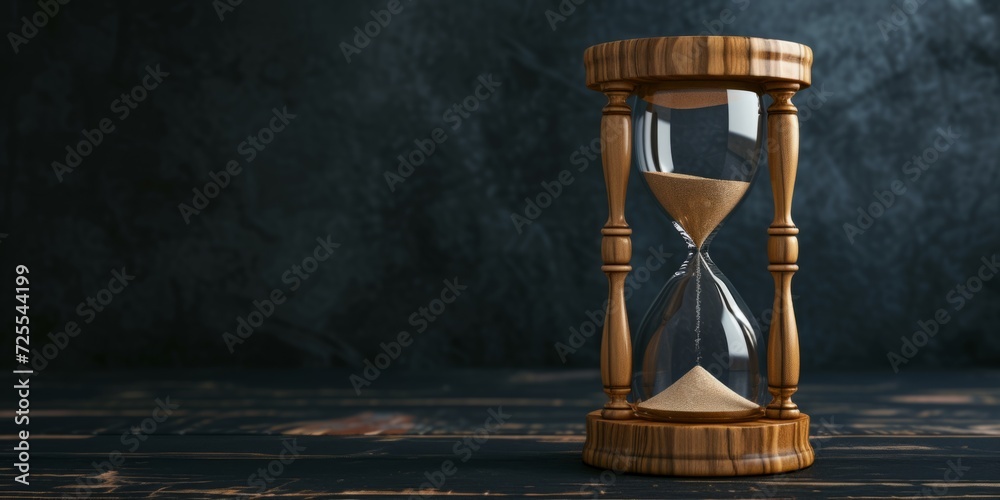 Race Against Time Hourglass Fading On Table, Amidst Dark Backdrop ...