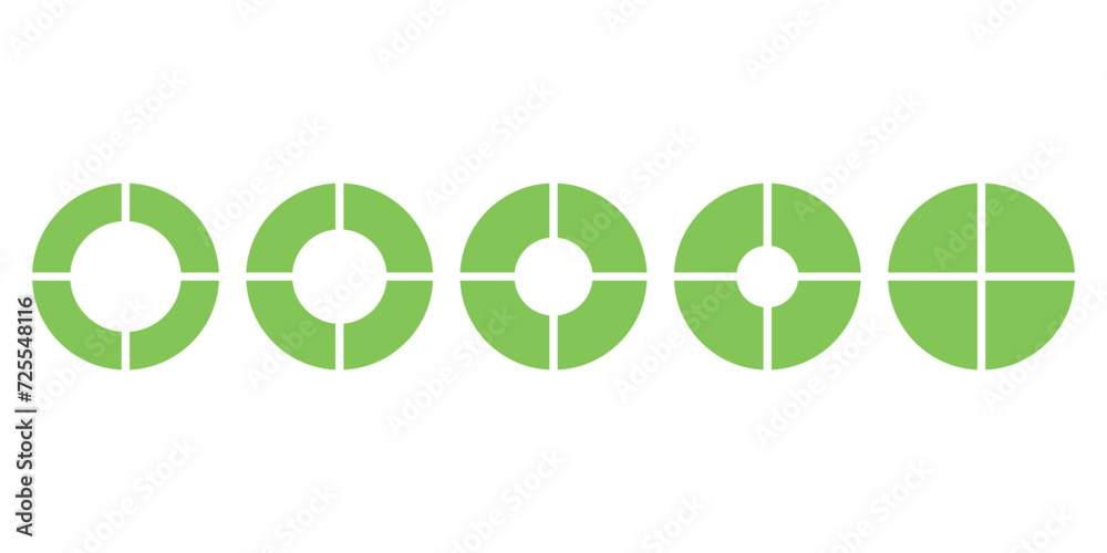 Set of four parts of circle. Pie chart with four same size sectors ...