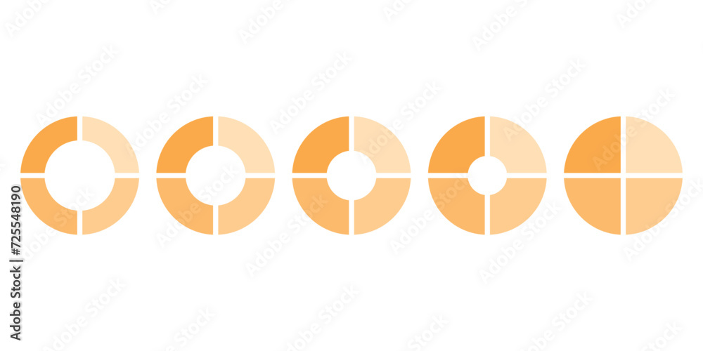 Set of four parts of circle. Pie chart with four same size sectors ...