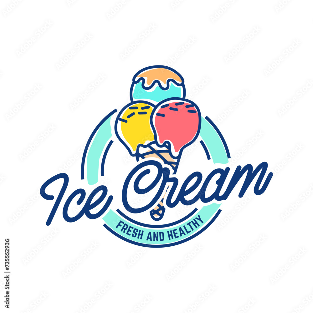 Ice Cream Logo Design. Ice cream shop logo badges and labels, gelateria ...