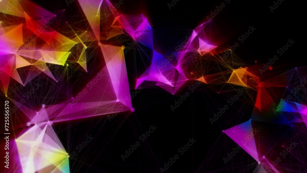 Abstract binary polygon plexus nodes connections network For visuals vj internet presentations ...