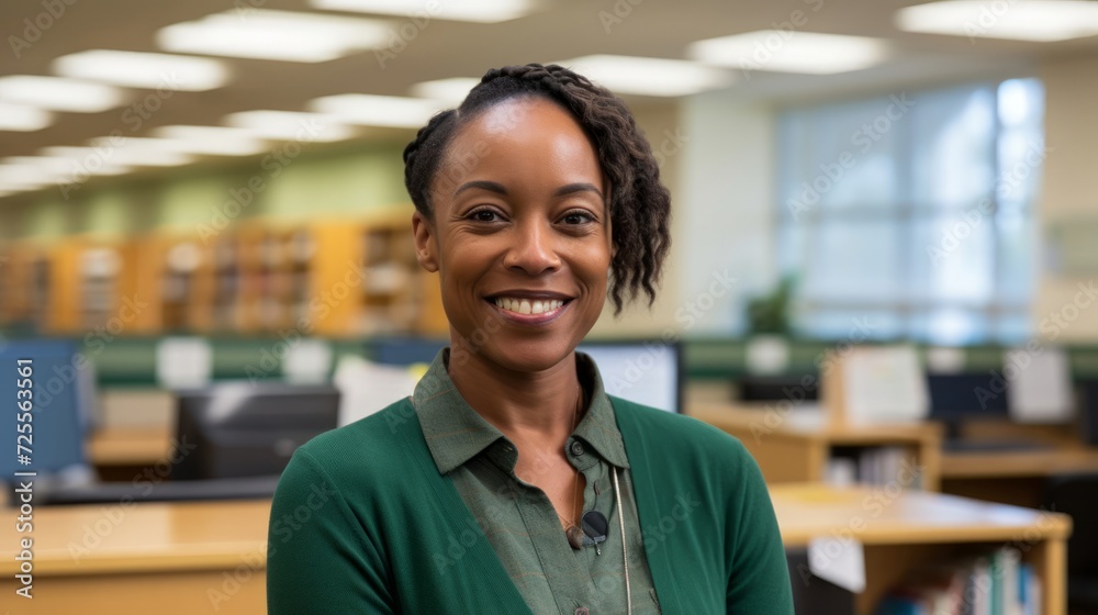 Radiant career counselor in guidance office helping students navigate ...