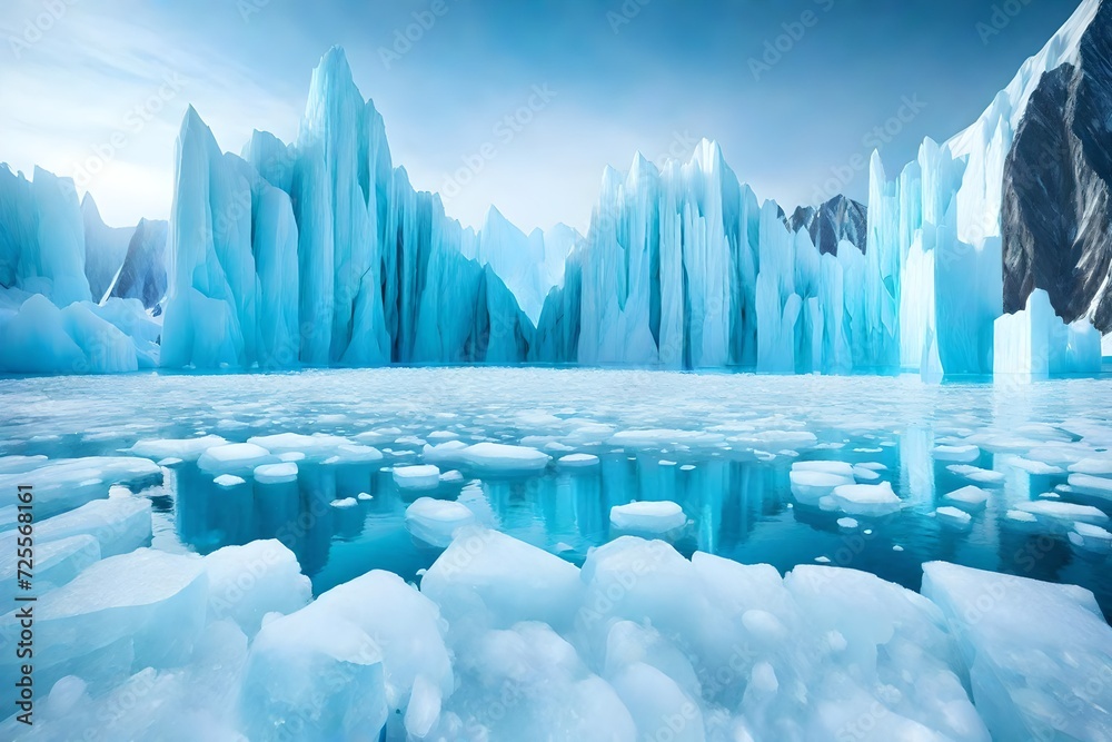 Ice background podium cold winter snow product platform floor frozen ...