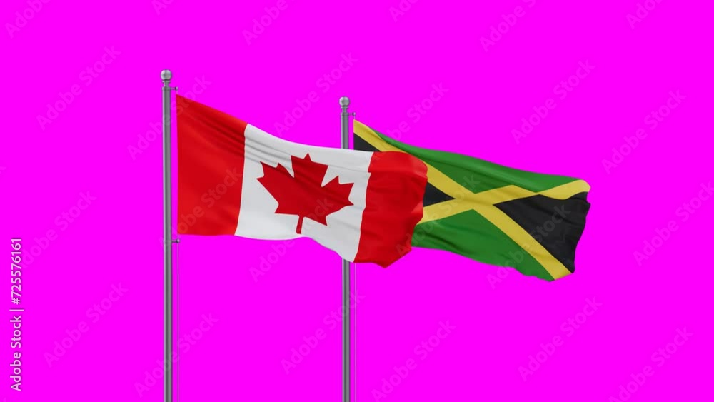 Vidéo Stock Jamaica and Canada flag waving with colored chroma key for ...