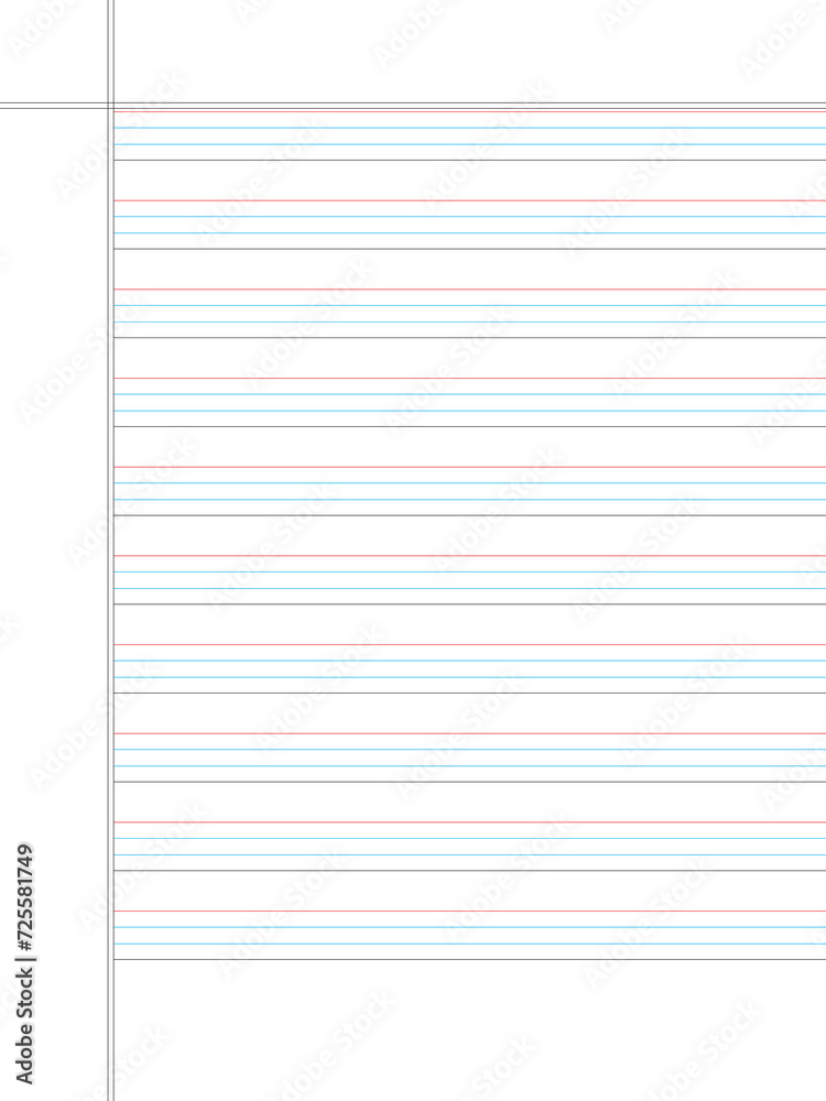 Sheet of Lined Paper ,Vector notebook paper,A4 lined format vector mock ...