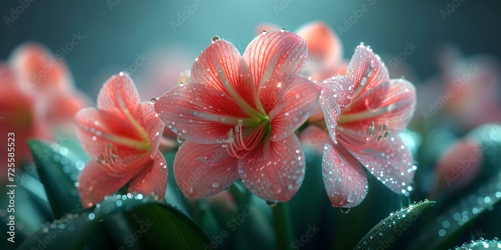 Vibrant pink flowers with dew drops: a close-up look. perfect for ...