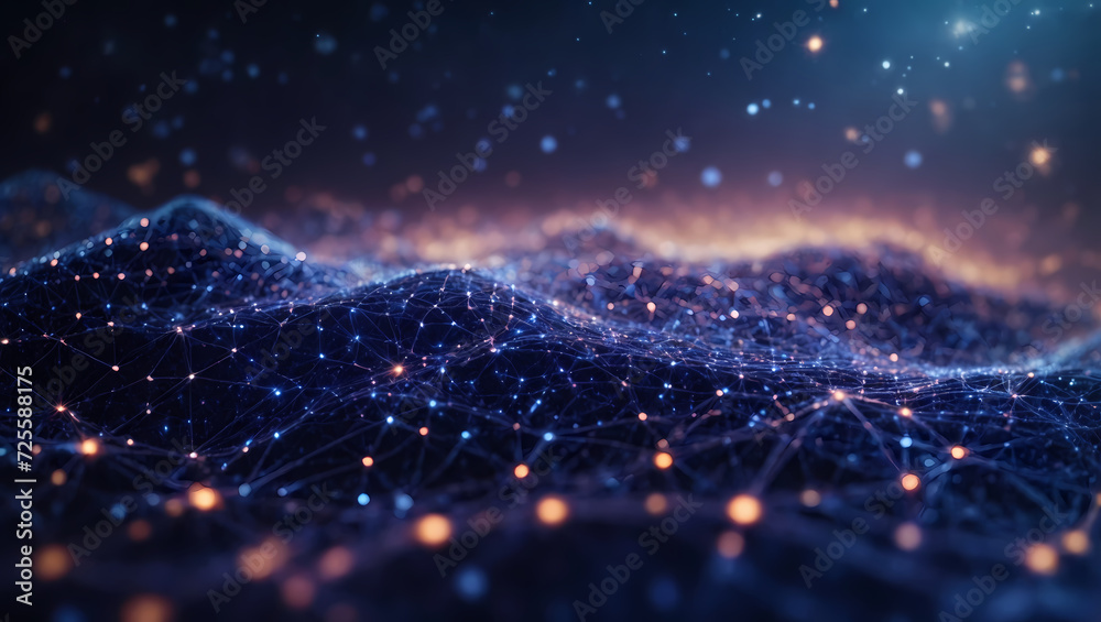 Abstract indigo technology background showcasing a cyber network grid ...