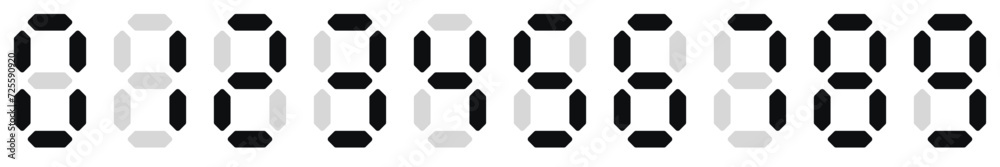 Digital Display Digits 0 to 9 Icon Set - Numerical Symbols for Screens ...