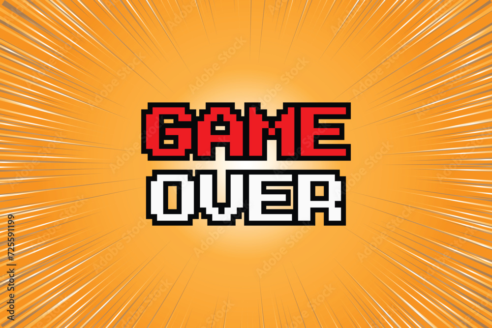 GAME OVER .pixel art .8 bit game. retro game. for game assets in vector ...