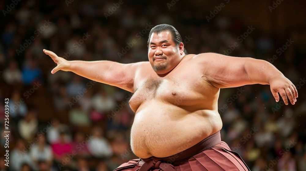 Agile japanese sumo wrestler in traditional fighting stance, ready for ...