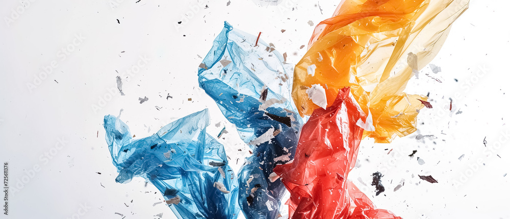 Garbage bags in 3 colors, garbage in 3 colors: yellow, red, blue ...