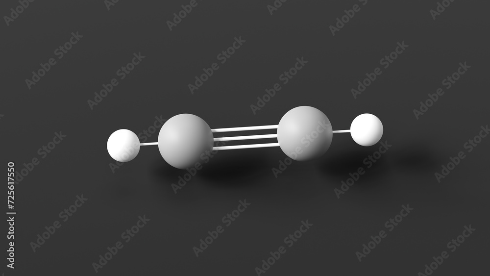 acetylene molecular structure, ethyne, ball and stick 3d model ...