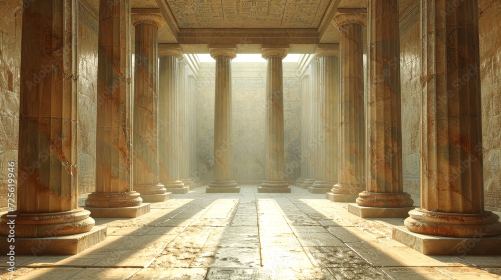Interior of a royal palace castle of Roman empire in ancient times ...
