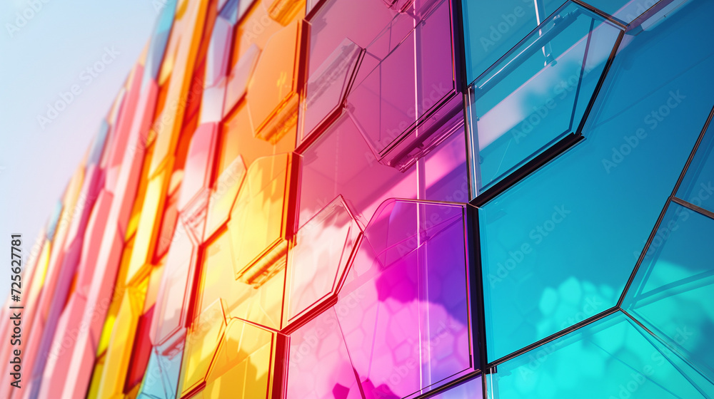 Sustainable Modern Facade, Transparent Solar Panels, Multi Colored ...
