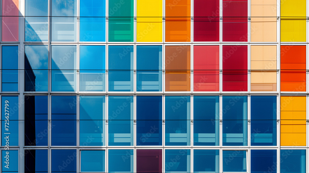 Sustainable Modern Facade, Transparent Solar Panels, Multi Colored ...