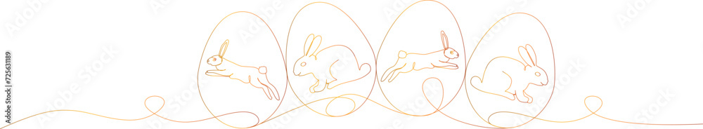 Easter Bunny. Festive line art illustration. One line drawing on Easter ...