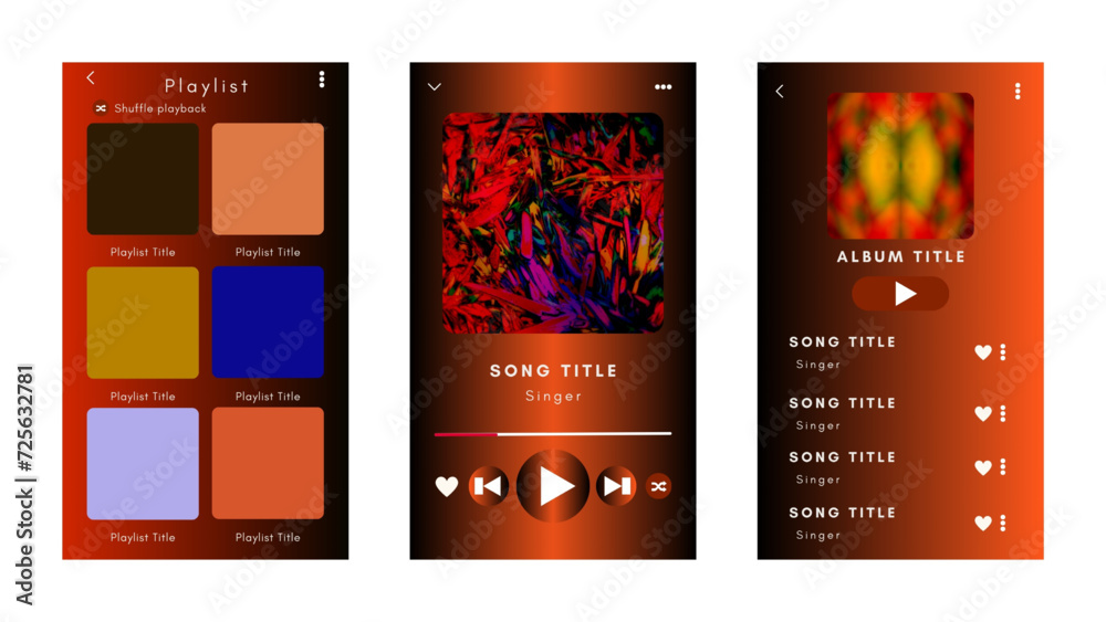 Mockup template for music player and display application charts for the ...
