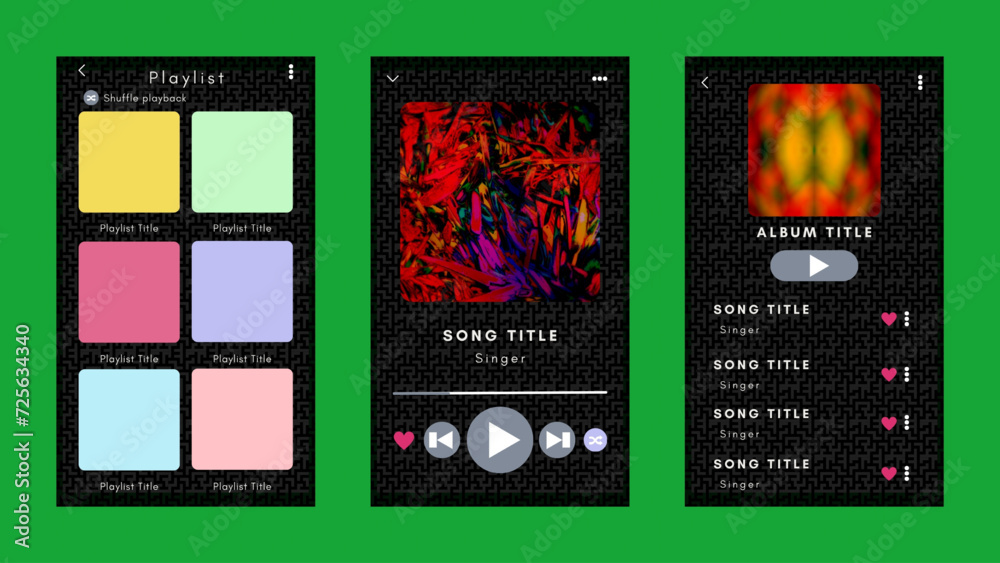 Mockup template for music player and display application charts for the ...