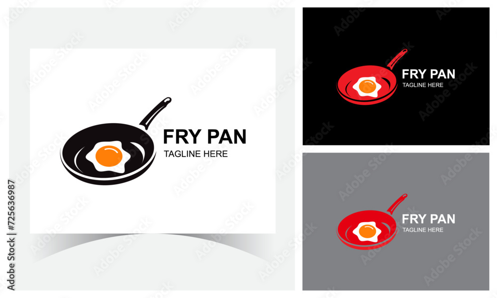 Fry Pan Logo Design Template With Poach Egg. vintage restaurant and ...