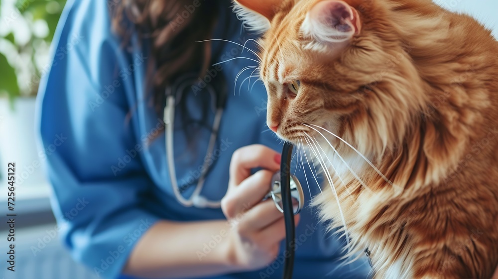 Generative AI : Medical Checkup For Pet. Veterinarian Lady Examining ...