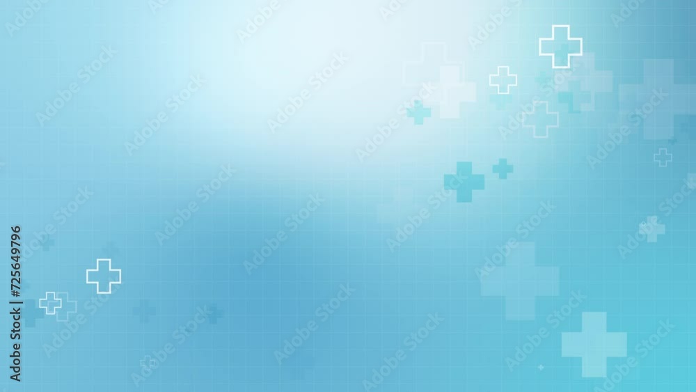 Geometric medical symbols of crosses on an animated background in blue ...