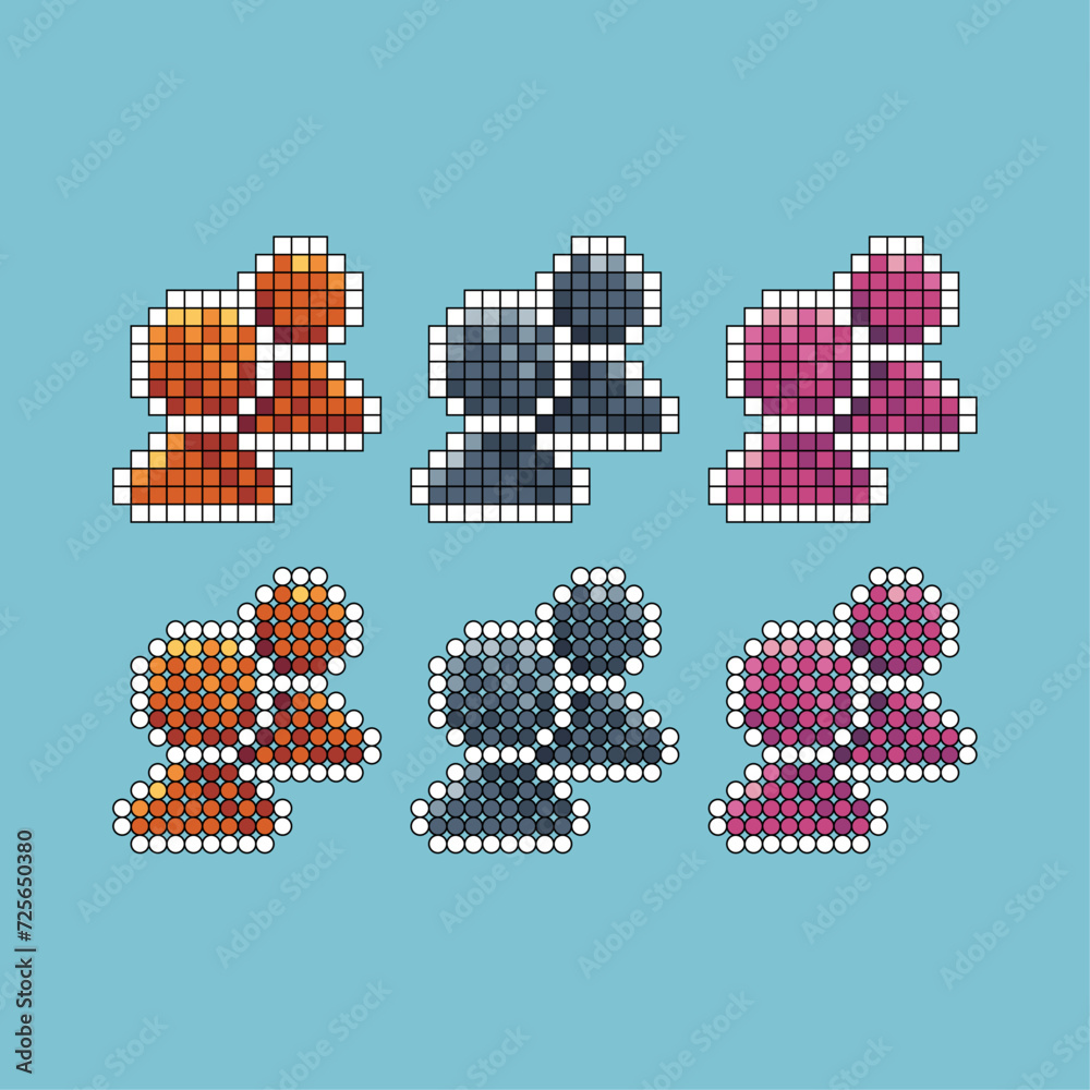 Pixel art stroke sets icon of people variation color. People profile ...