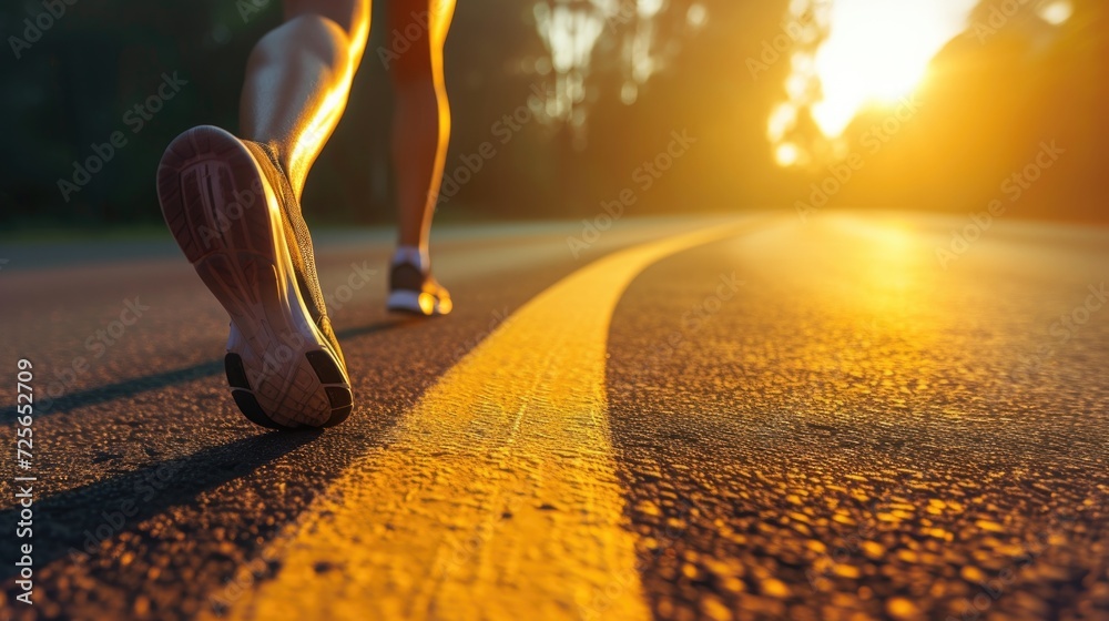 Image of a runner hurtling forward along the curve of the road. Cool ...