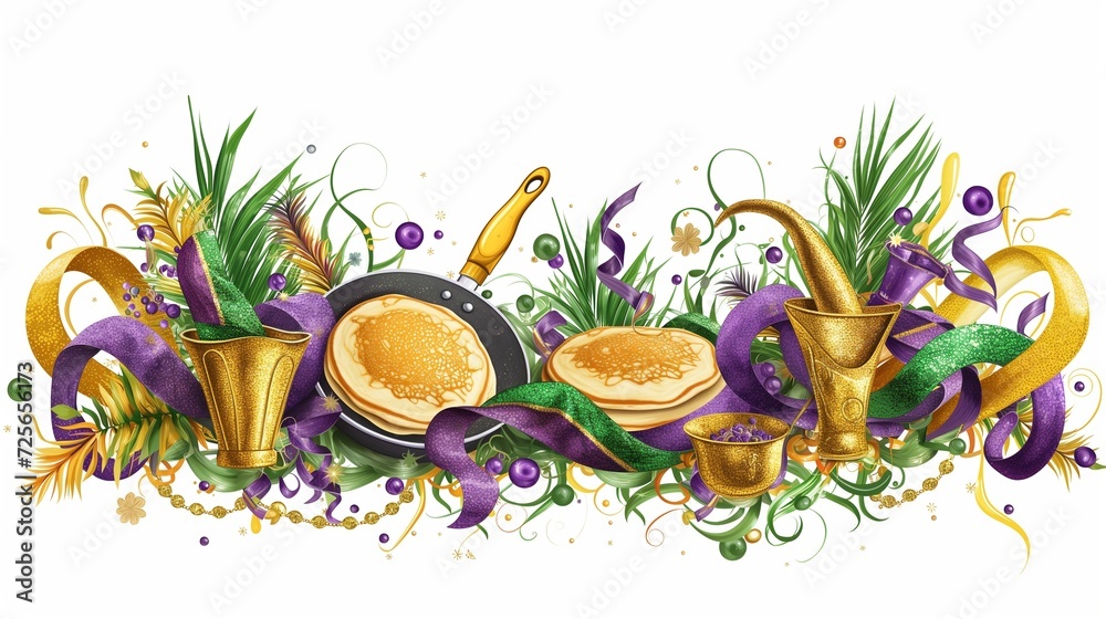 Colorful festive celebration background with confetti, plants and ...