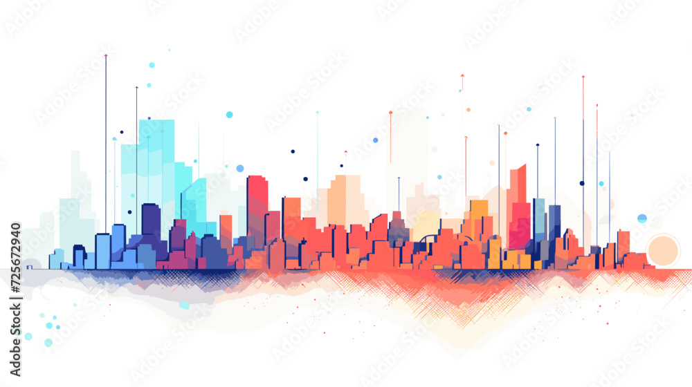 Abstract cityscape seamlessly blending with geometric elements ...