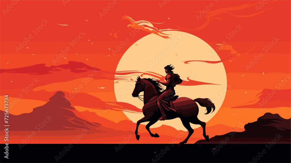 Dynamic vector scene of a Greek hero riding a mythical creature set ...