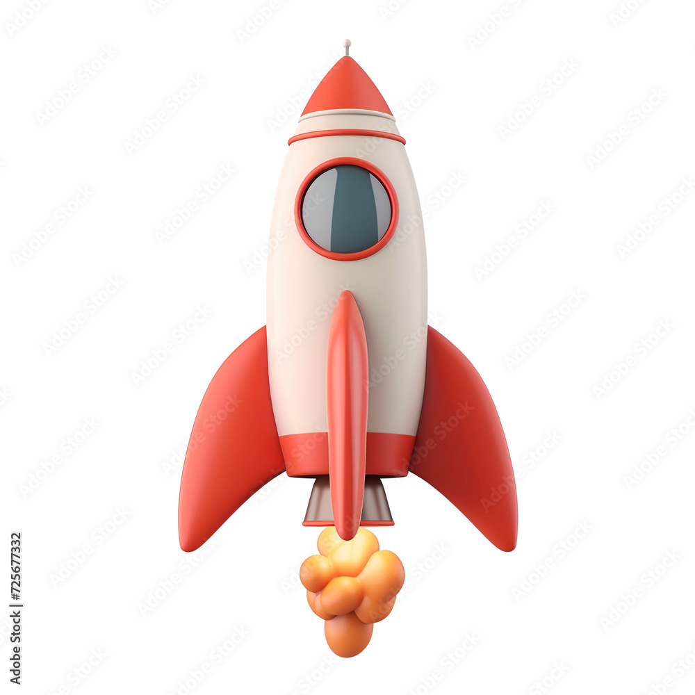 Cartoon Rocket Spaceship in Sky: A 3D Illustration, Isolated on ...