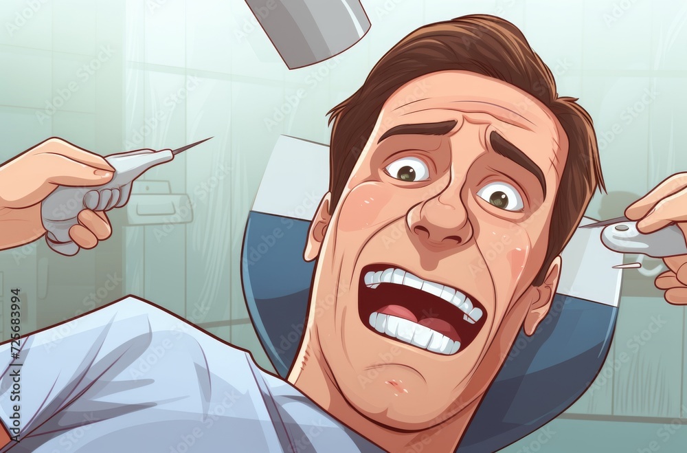 An artist's rendition of a comical dental visit, captured in an ...