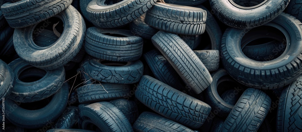 Disposing of used tires. Stock Photo | Adobe Stock