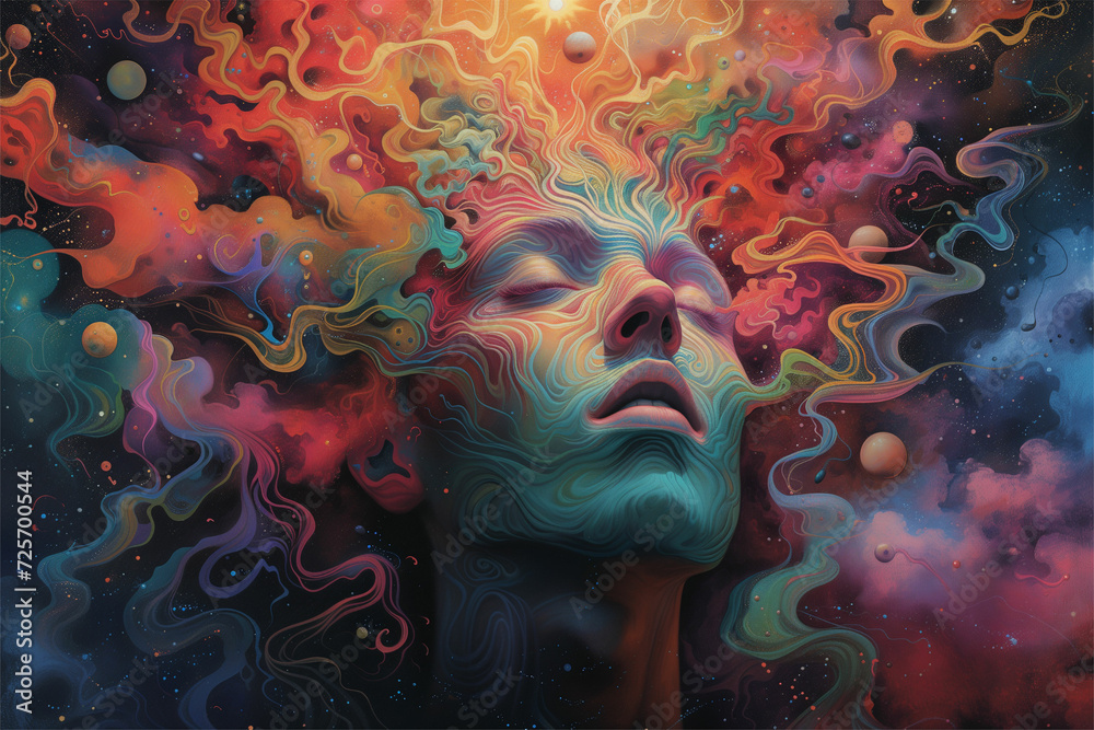 Embark on a surreal journey through a psychedelic dream, capturing the ...