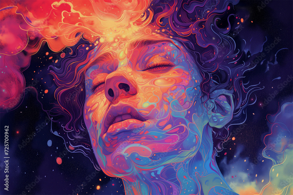 Embark on a surreal journey through a psychedelic dream, capturing the ...