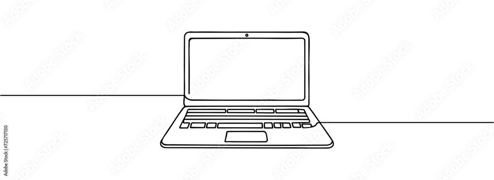 Single line continuous drawing of laptop computer laptop isolated on ...