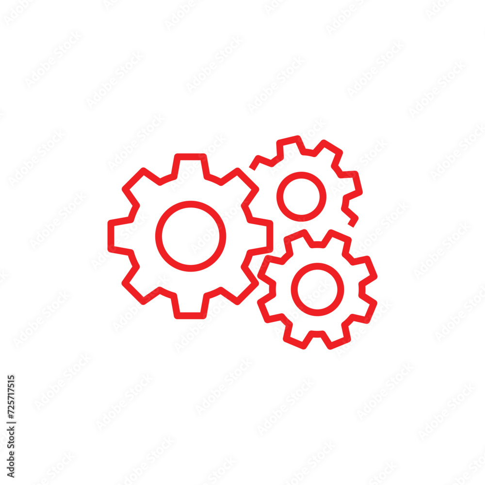 red Gear line art icon template color editable. Gear symbol vector sign ...