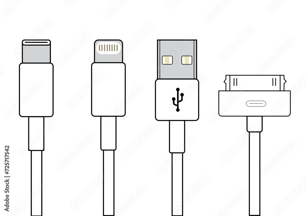 Chargers icon for iphone, ipad, macbook. Apple Lightning wire ...
