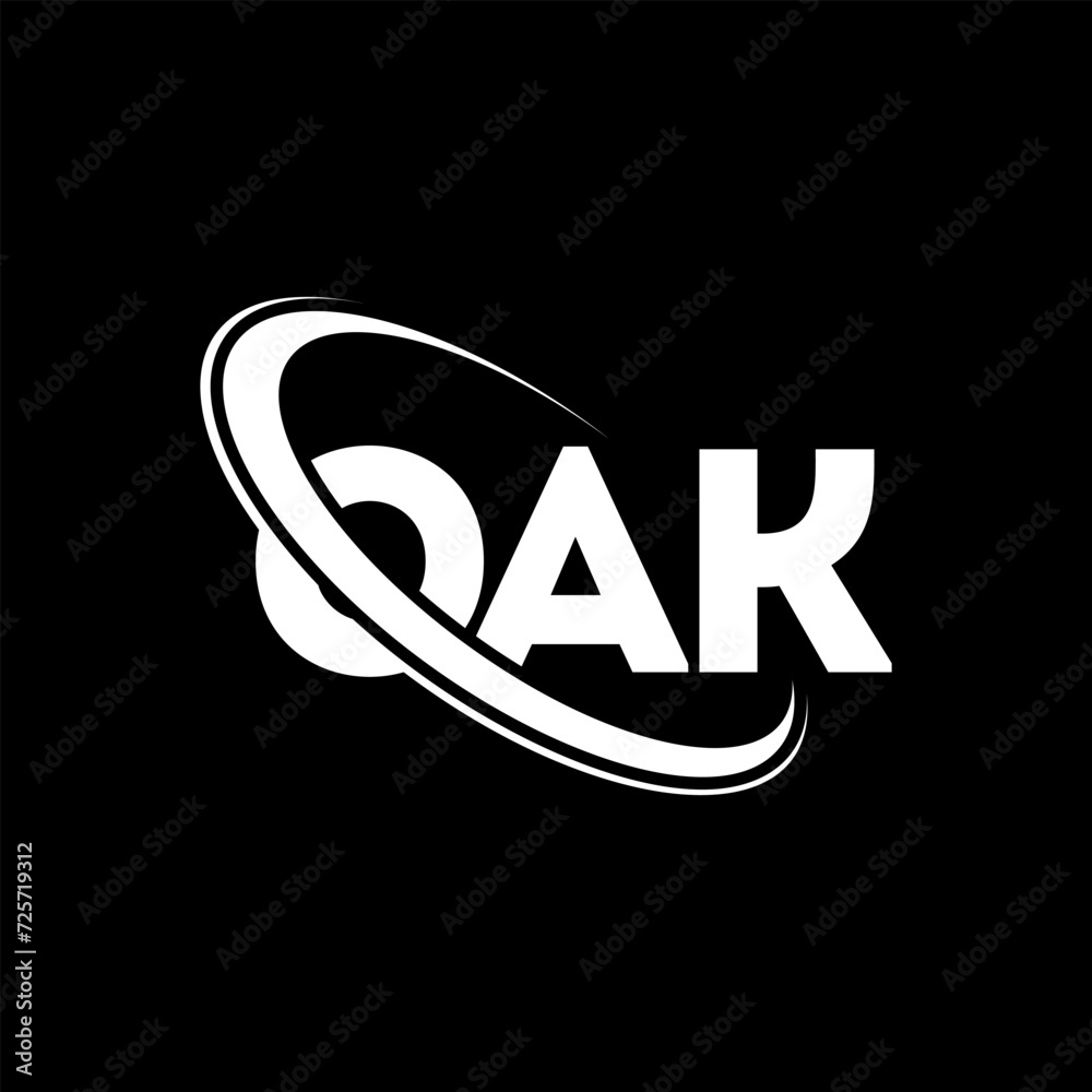 OAK logo. OAK letter. OAK letter logo design. Intitials OAK logo linked ...