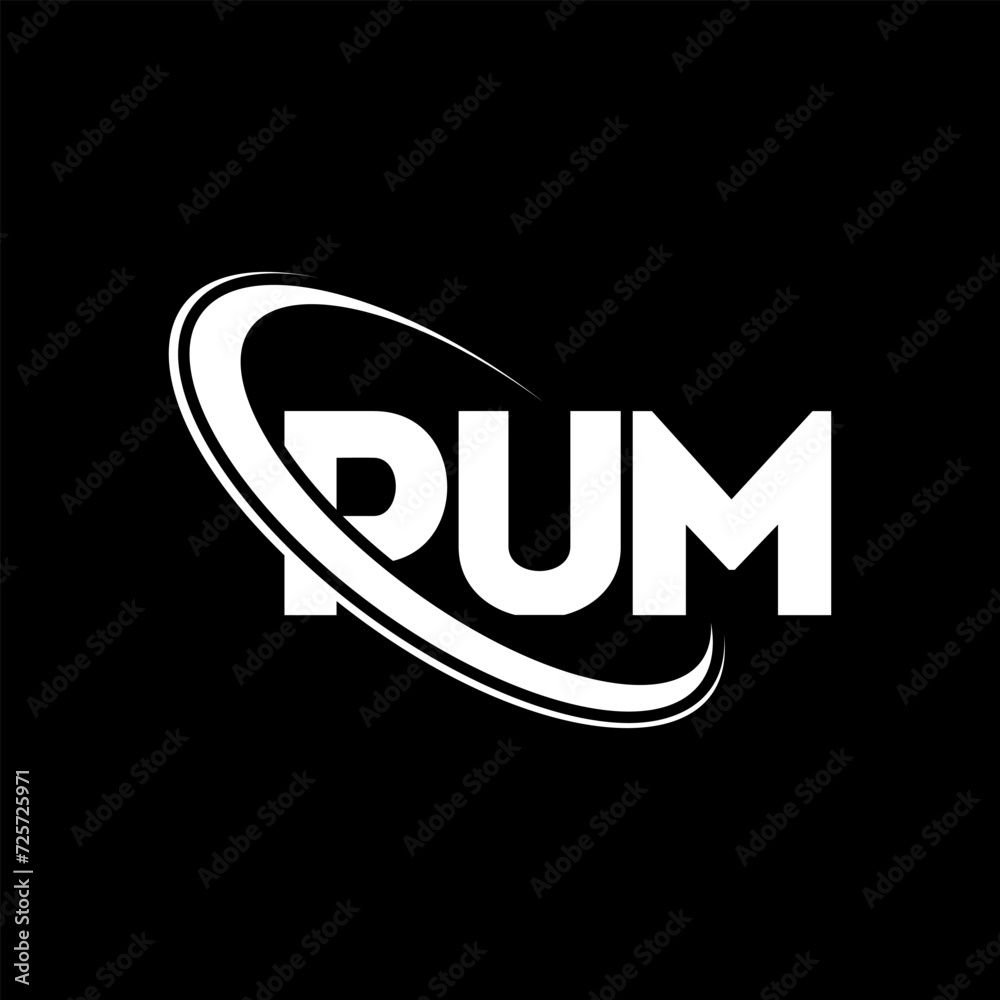 PUM logo. PUM letter. PUM letter logo design. Initials PUM logo linked ...
