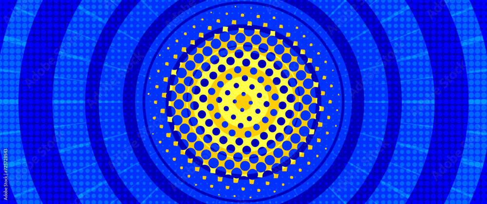 Pop art blue vintage comic magazine cover. Cartoon vector halftone ...