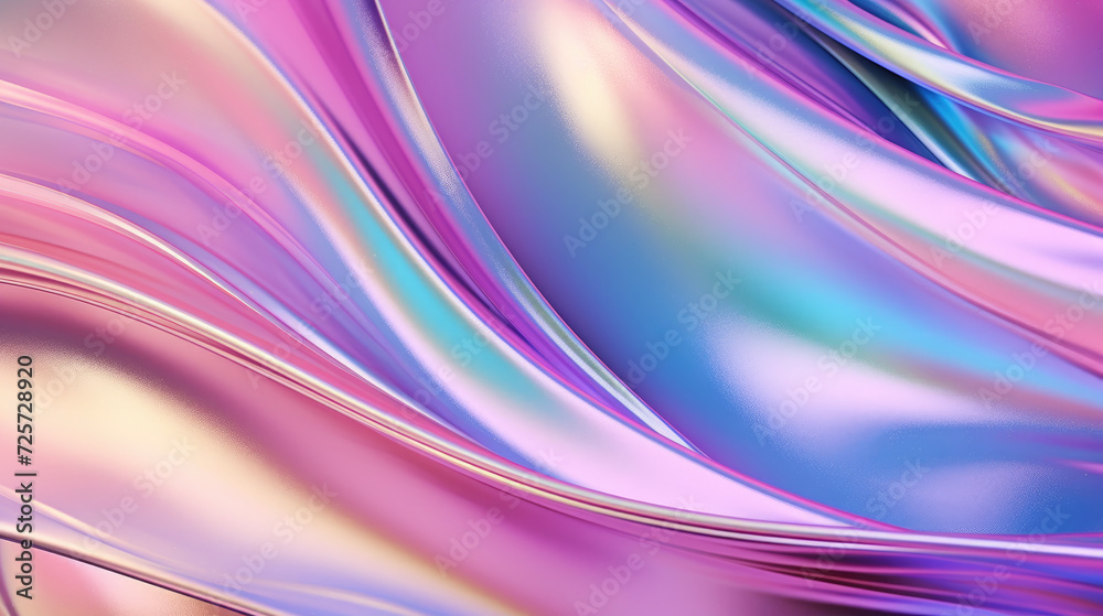 Holographic liquid background. Holograph blue, pink colors texture with ...