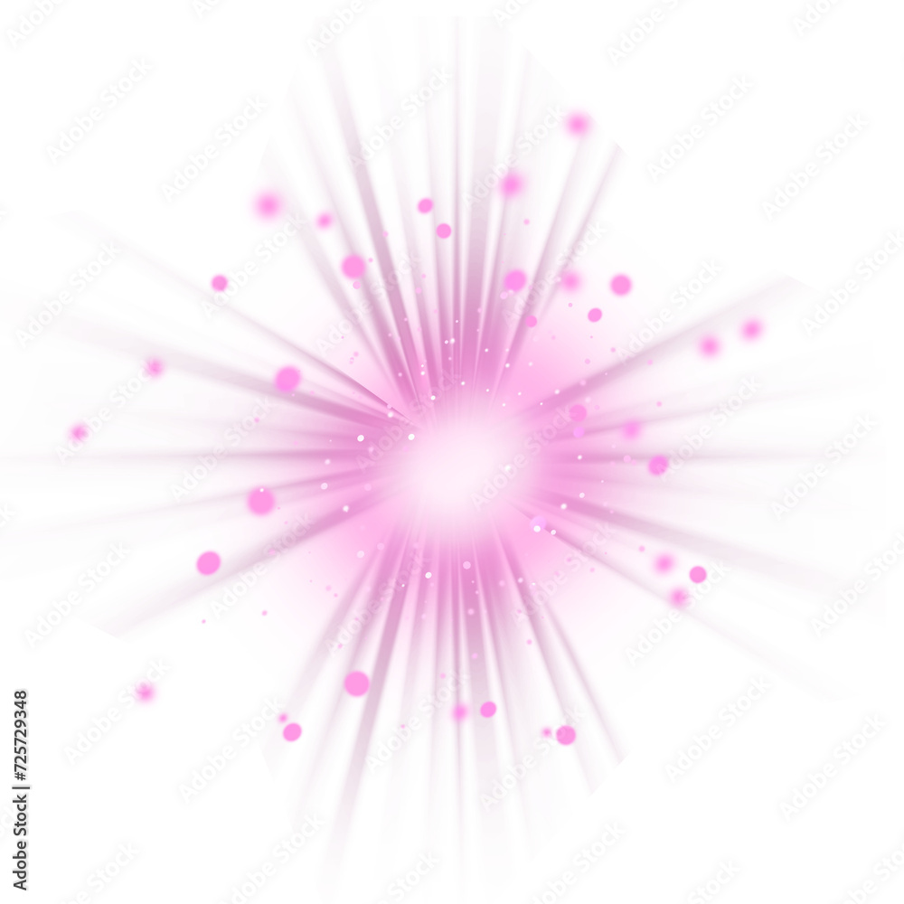 pink glowing star burst with bokeh and sparks effect on transparent ...