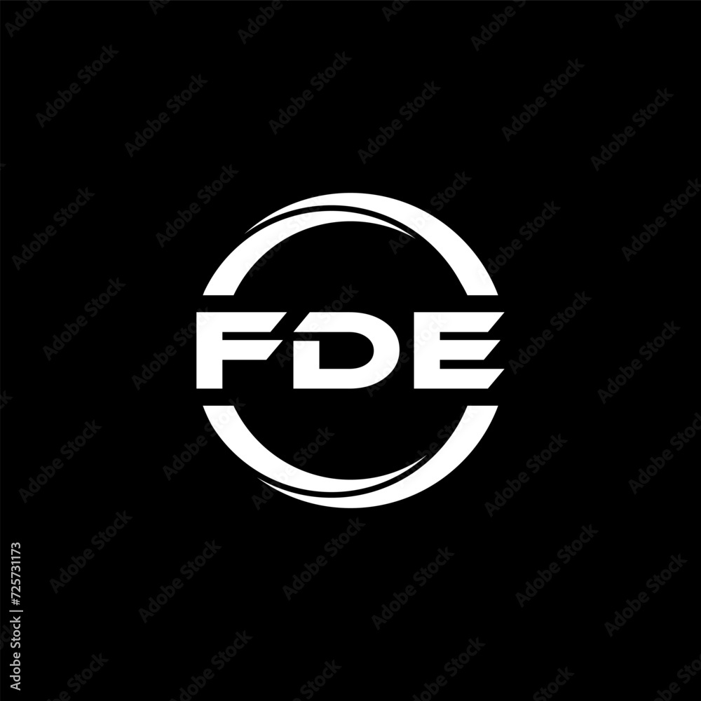 FDE letter logo design with black background in illustrator, cube logo ...