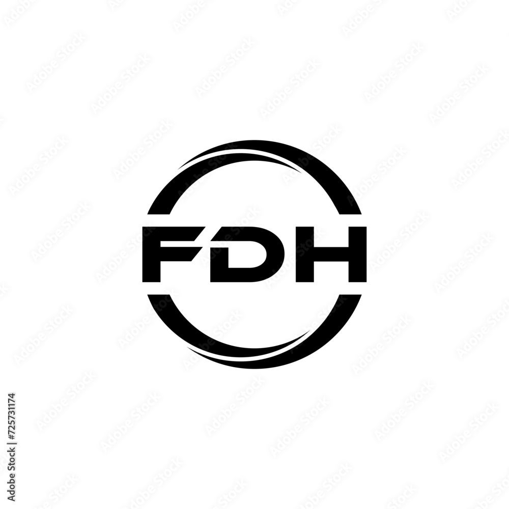 FDH letter logo design with white background in illustrator, cube logo ...