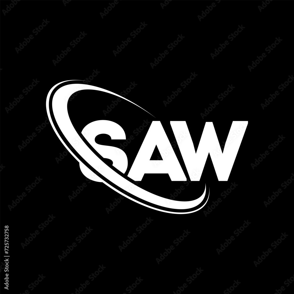 SAW logo. SAW letter. SAW letter logo design. Intitials SAW logo linked ...