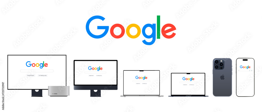 Google search bar with desktop and mobile browser logo on different ...
