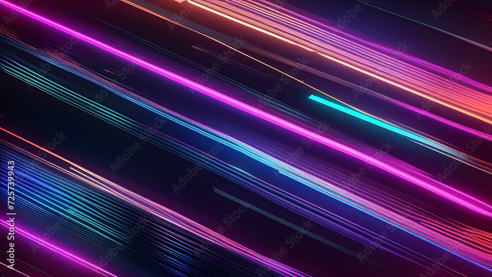 abstract futuristic neon background with glowing ascending lines ...