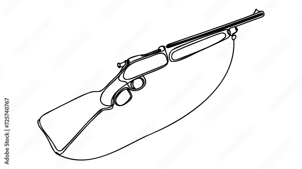 Sniper rifle, firearm one line continuous drawing. Various modern ...