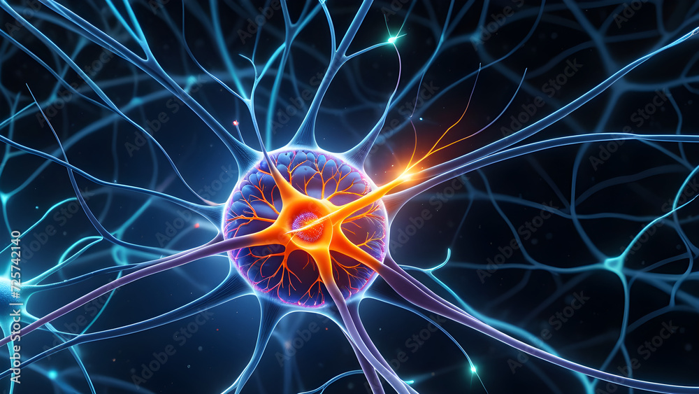 a micrograph of a neuron firing with a caption explaining the ...